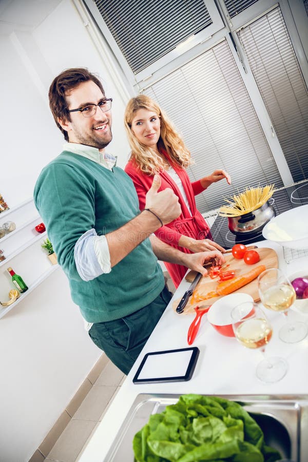 Beautiful Couple Cooking Together Stock Photo - Image of life ...