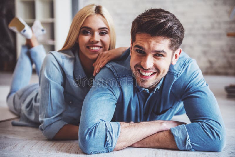 Beautiful couple at home stock image. Image of beautiful - 259293965