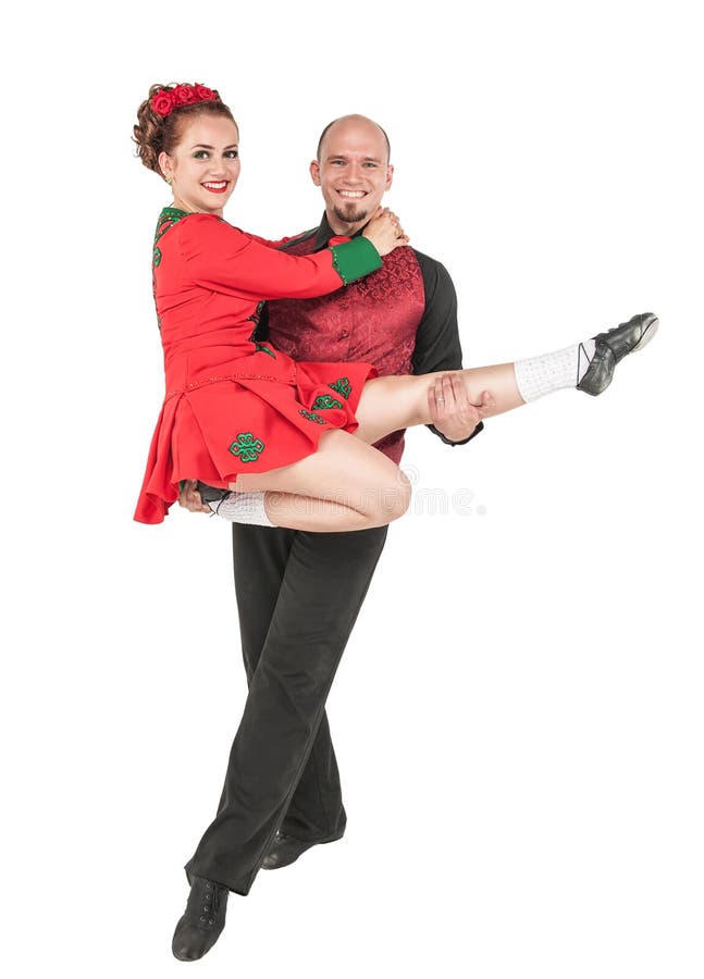 Beautiful Couple Irish Dancers Isolated Stock Photo - Image of ...