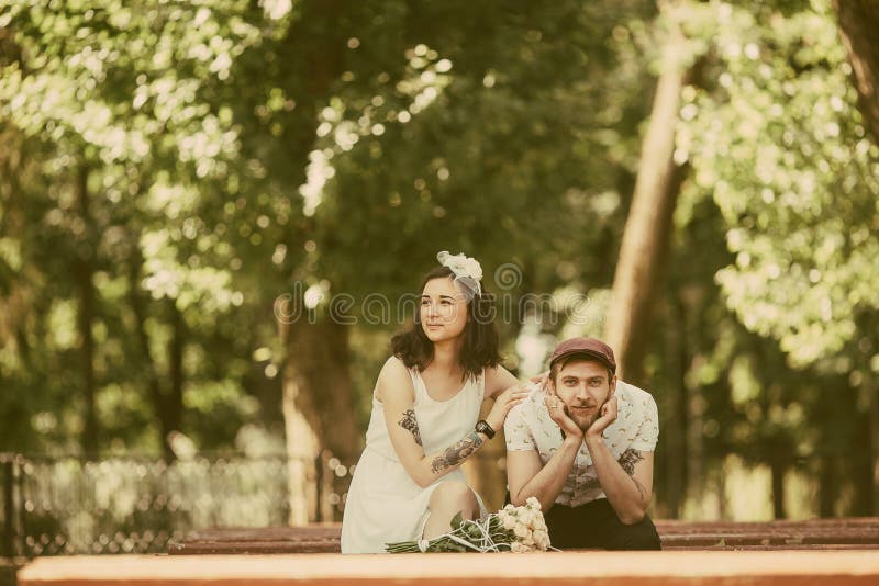Beautiful couple in park stock image. Image of sensuality - 60102719