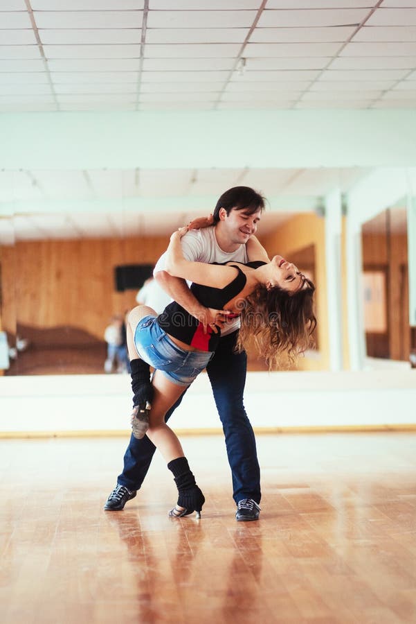 Beautiful Couple of Professional Artists Dancing Passionate Danc Stock ...