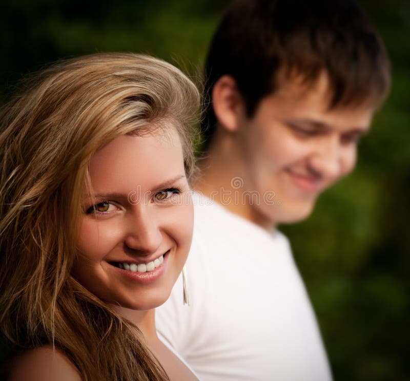 Beautiful couple smiling stock photo. Image of faces - 15834832