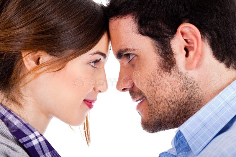 Beautiful Couple Smiling and Facing Each Other Stock Image - Image of ...