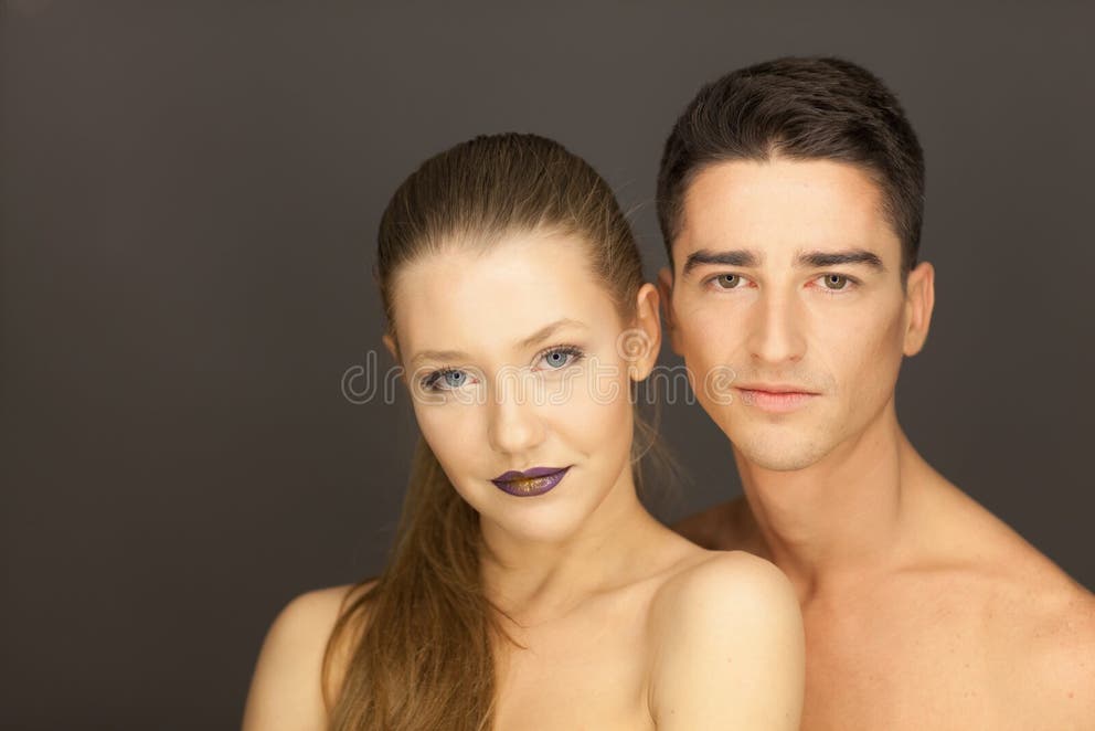 Beautiful Couple in Studio Portrait Stock Image - Image of years, short ...