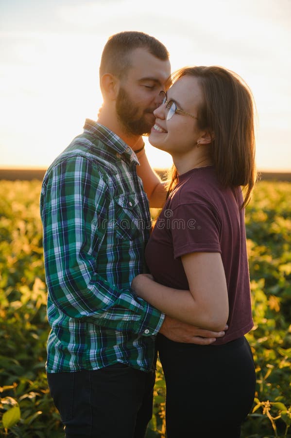 Beautiful Couple Together Watching a Beautiful Sunset Stock Photo ...