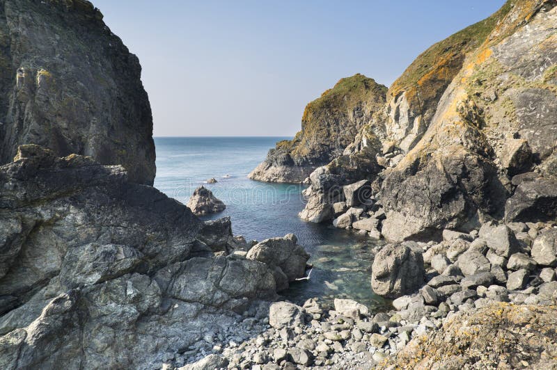 Beautiful Cove on Bright Sunny Day Stock Photo - Image of rocks ...