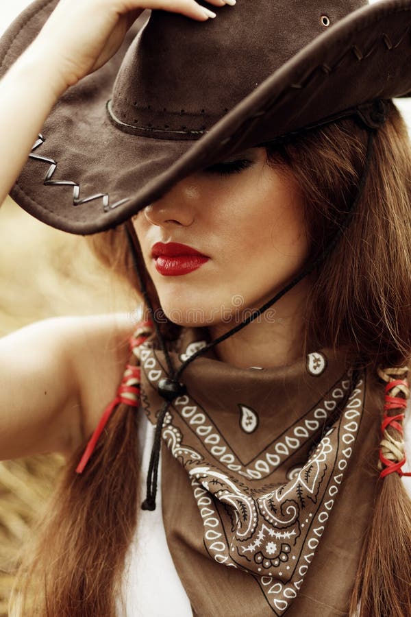 Beautiful cowgirl stock image. Image of straw, model - 26152071