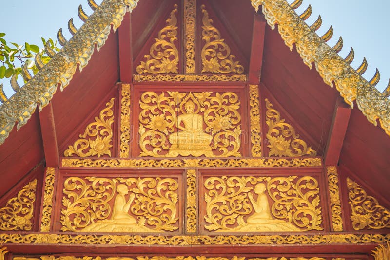 Beautiful Craved Buddha with Animals in Forest Patterns on the G Stock ...