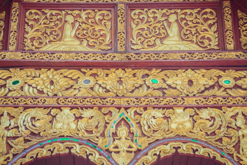 Beautiful Craved Buddha with Animals in Forest Patterns on the G Stock ...