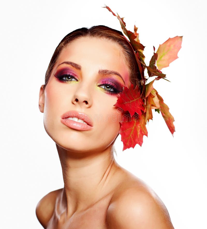 Beautiful creative makeup stock photo. Image of leaf - 27189886