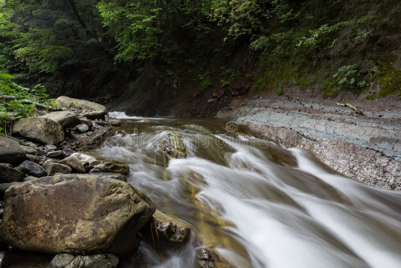 Beautiful Creek in the Woods, Large Rocks on the Shore Stock Photo ...