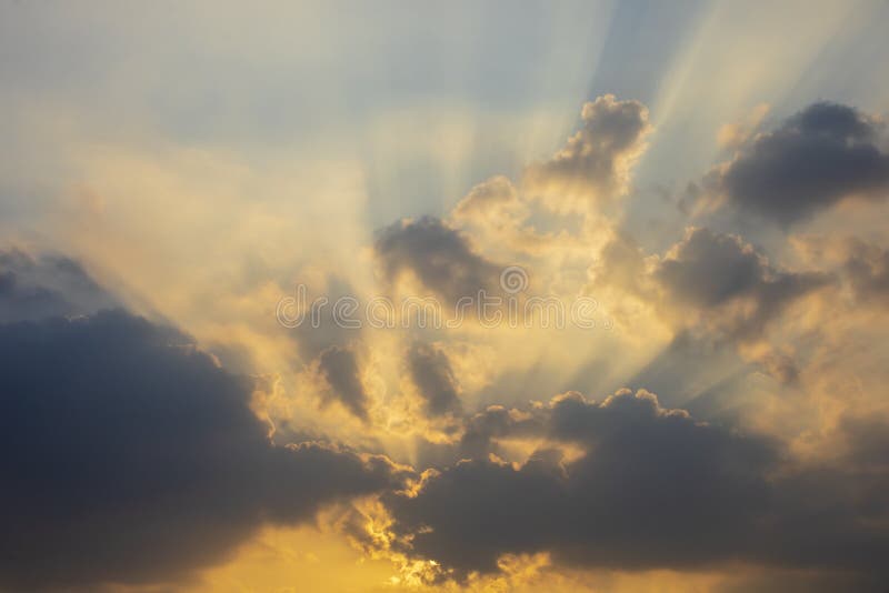 Beautiful Crepuscular Sun Ray through the Cloud Stock Photo - Image of ...
