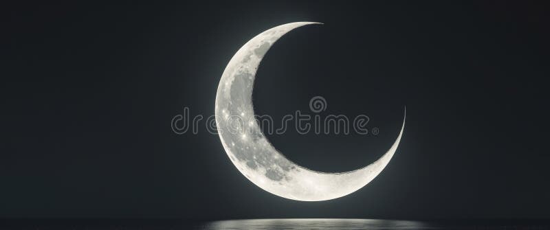 Beautiful Crescent Moon with Dark Backdrop. Stock Image - Image of ...