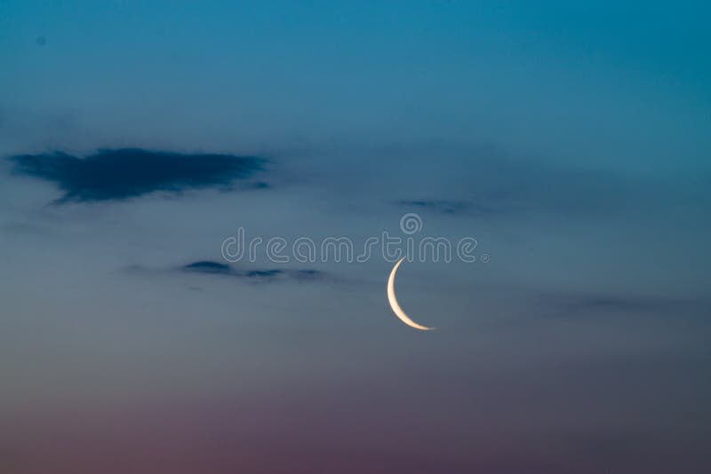 Beautiful Crescent Moon Rising at Dawn Stock Photo - Image of crescent ...