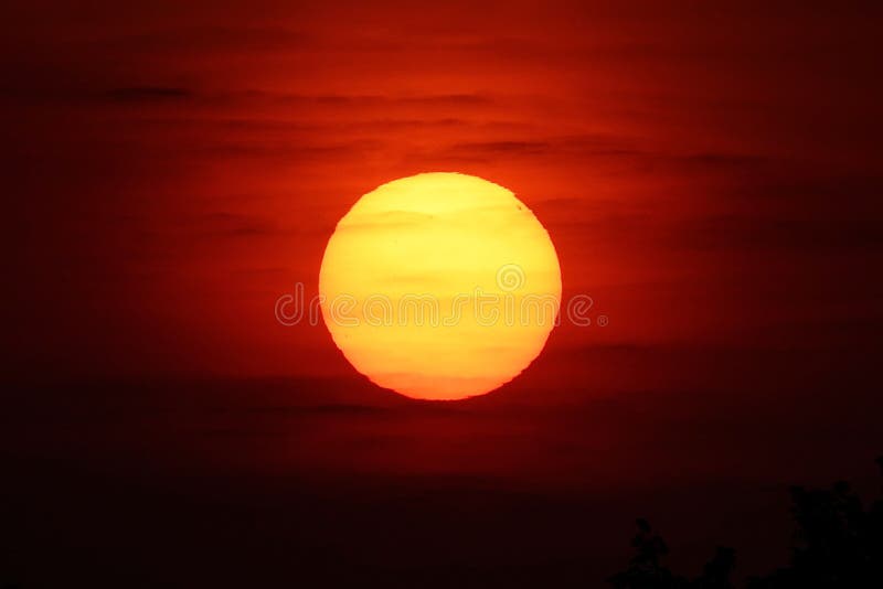 Beautiful Crimson Red Sunset Stock Image - Image of circle, warm: 268037691