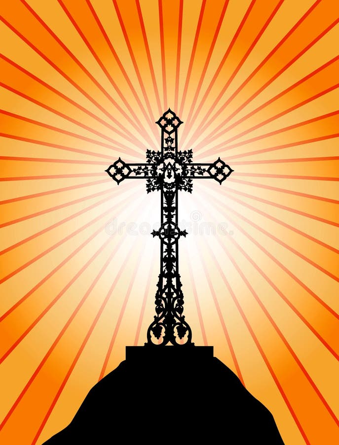 Beautiful Cross at the Sunset Stock Vector - Illustration of religion ...