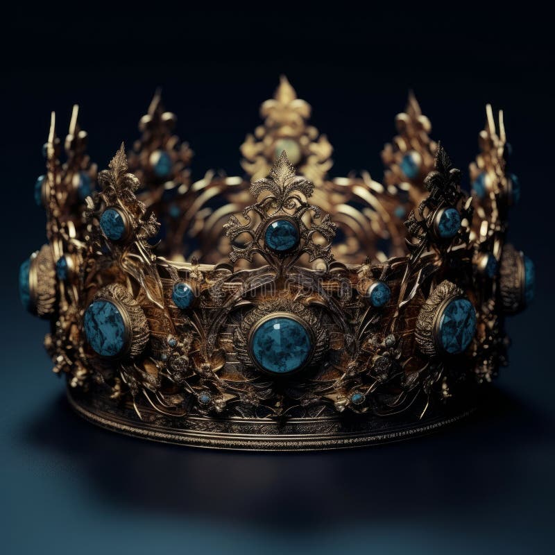 A Beautiful Crown with Blue Crystal Generative AI Stock Illustration ...