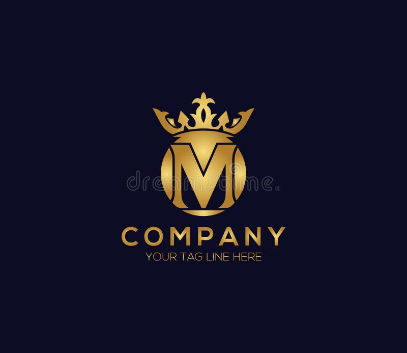 M Alphabet Crown Logo Design Concept Stock Vector - Illustration of ...