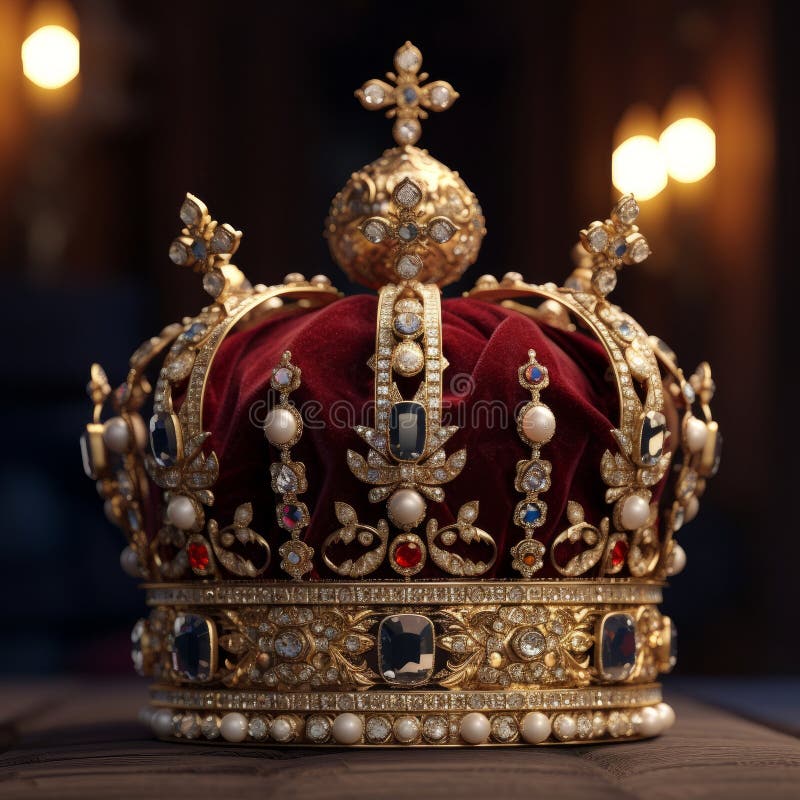 A Beautiful Crown with Red Crystal and Cloth Design Image Generative AI ...