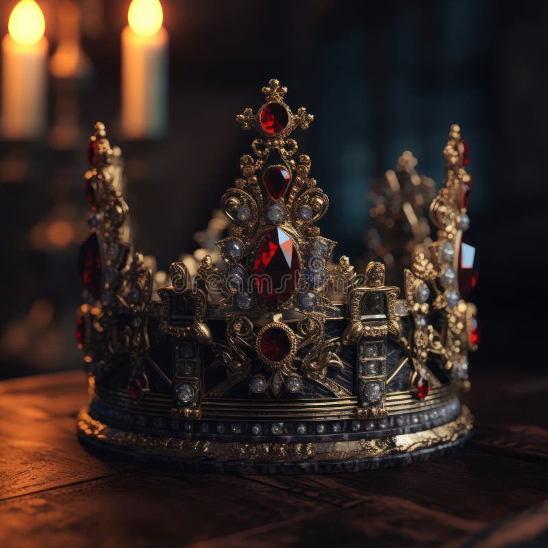 A Beautiful Crown with Red Crystal Design Generative AI Stock ...