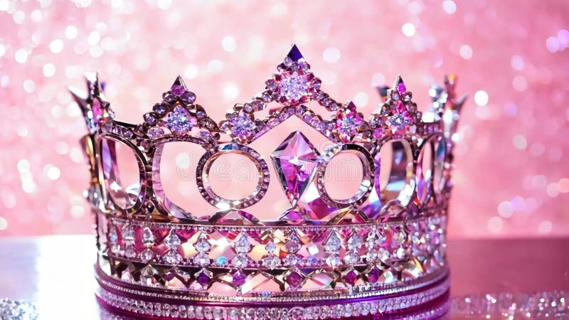 Stunning Crown Showcased on a Sparkling Surface with Pink Glitter ...
