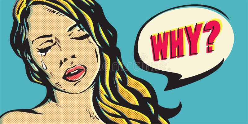 Why Girl Crying Pop Art Retro Style Stock Illustrations – 8 Why Girl ...