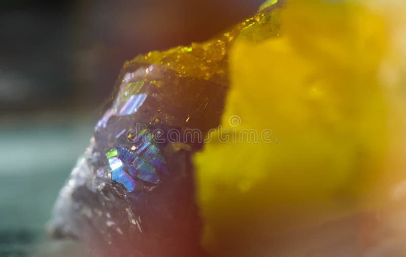 Beautiful Crystal Magic Quartz Gem Stone. Iridescent Natural Geometric ...