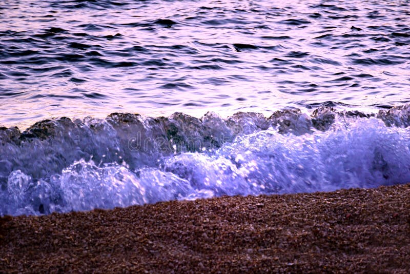 Beautiful Crystal Waves Splashing Pebble Coast Stock Photo - Image of ...