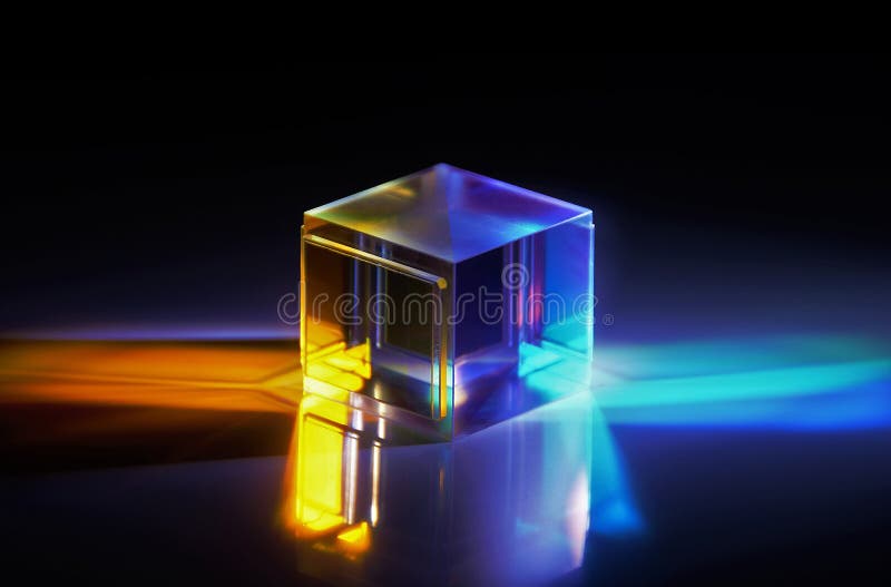 Beautiful Cube Prism Reflection the Magnificent Colors of Light on a ...