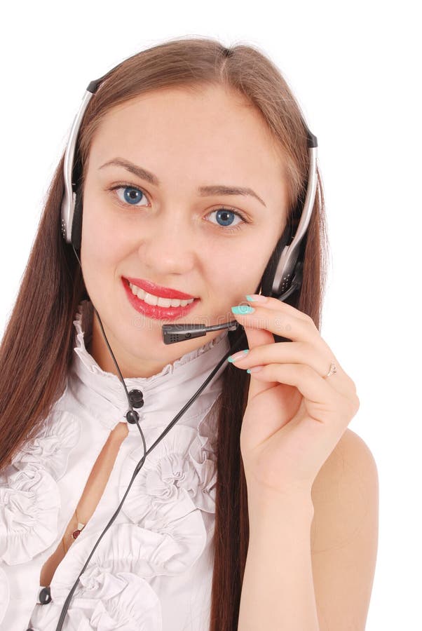 Beautiful Customer Service Operator Student Girl With Headse Stock ...