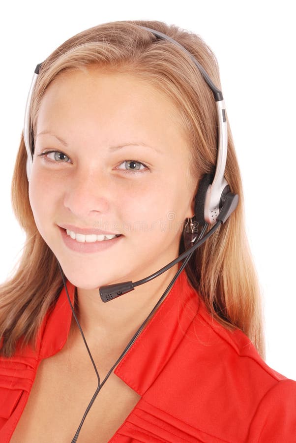 Beautiful Customer Service Operator Student Girl with Headset Stock ...