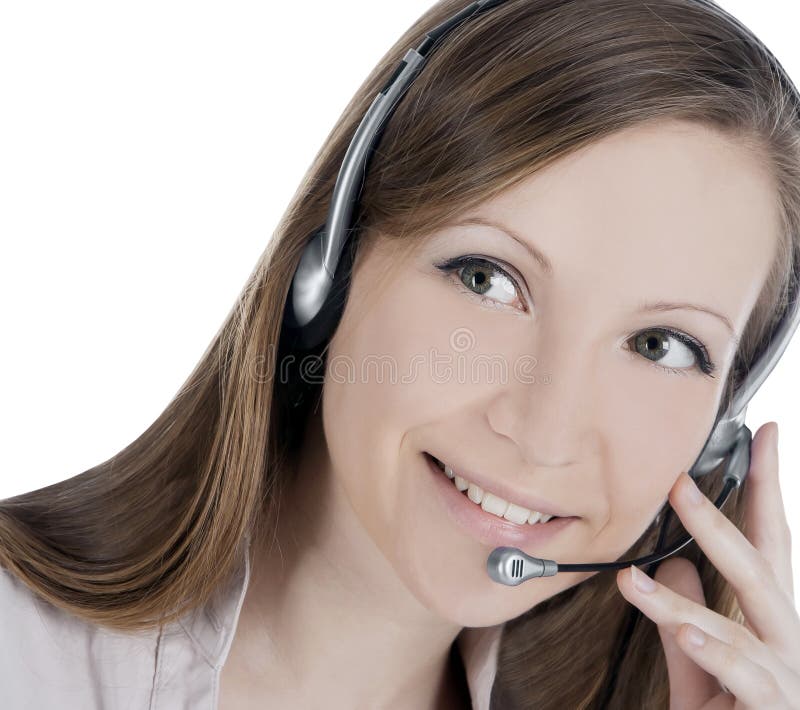 Customer Service Operator Woman with Headset Stock Image - Image of ...