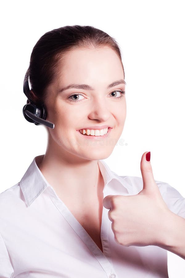 Beautiful Customer Service Operator Woman with Headset Stock Image ...