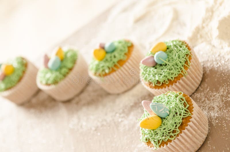 Beautiful Cute Easter Cupcakes with Easter Decorations Stock Photo ...