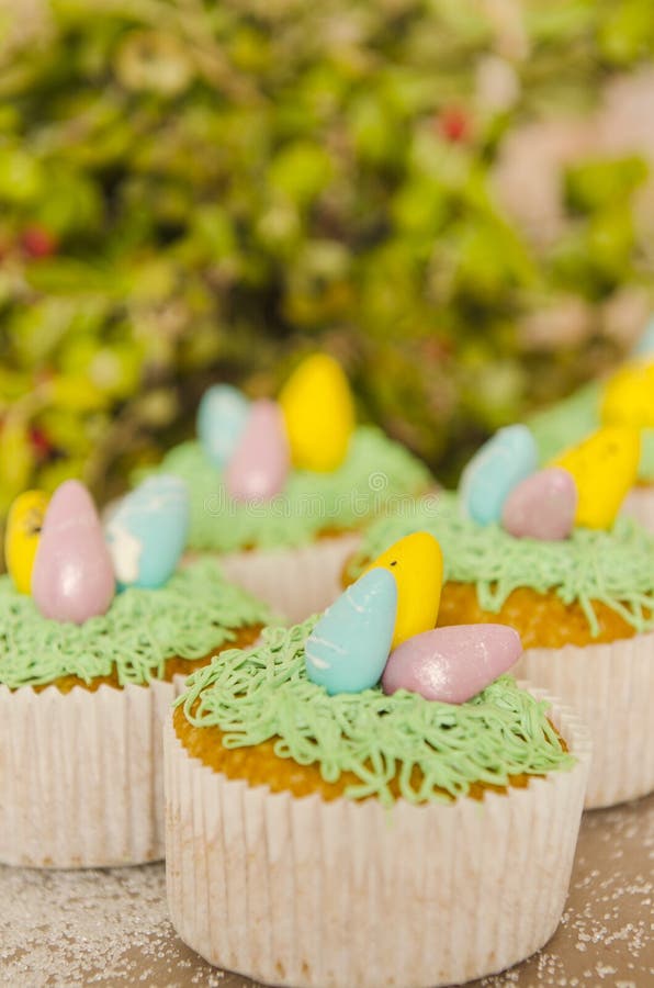 Beautiful Cute Easter Cupcakes with Easter Decorations Stock Photo ...