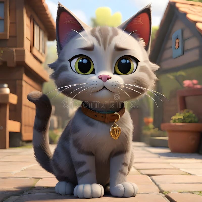 A Beautiful and Playful Cute Cartoon Cat Stock Photo - Image of catcats ...