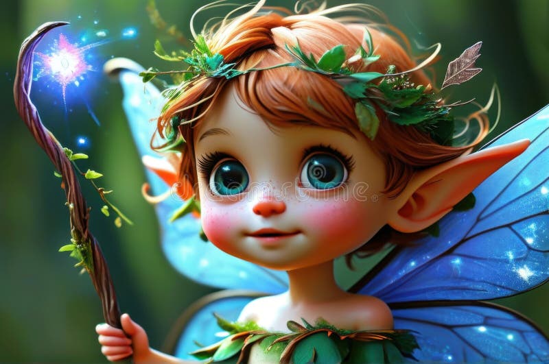 Beautiful Cute Girl Elf Figure Stock Illustration - Illustration of ...
