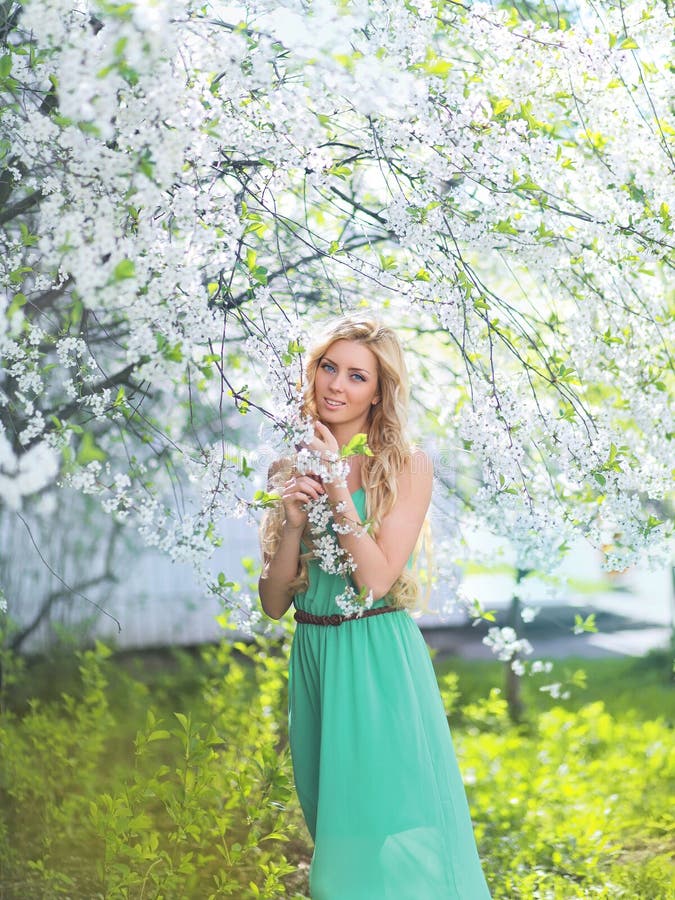Beautiful Cute Girl in a Spring Day Stock Image - Image of hair, bloom ...