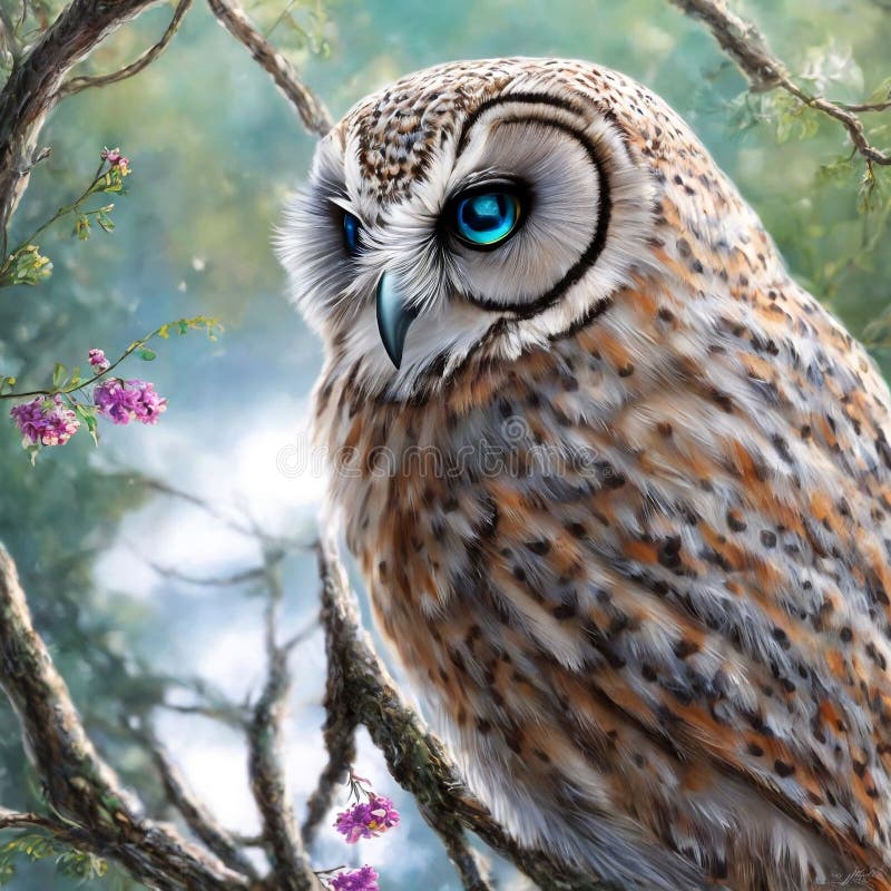 Majestic Owl in the Deep Forest Generative AI Stock Illustration ...