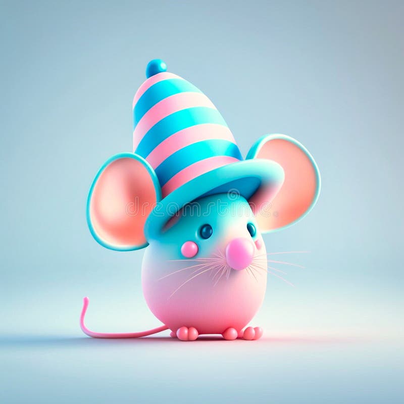Beautiful Cute Pink Amazing Mouse with Blue Stripe, Generative AI Stock ...