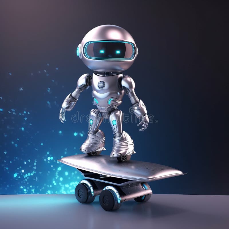 Beautiful Cute Shiny Silver Robot Generative AI Stock Illustration ...