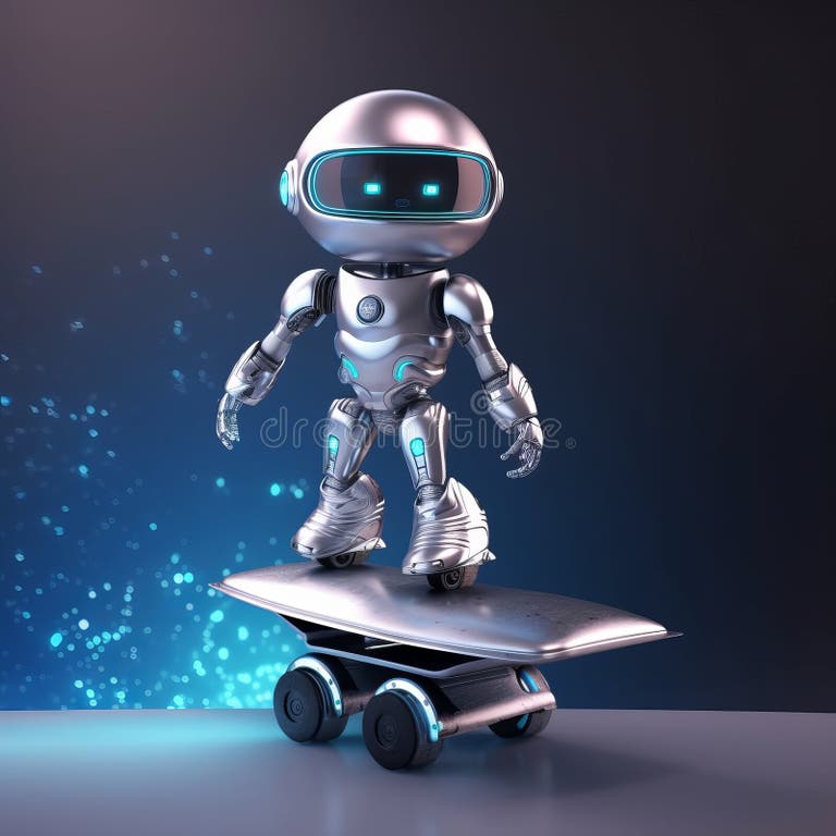 Beautiful Cute Shiny Silver Robot Generative AI Stock Illustration ...