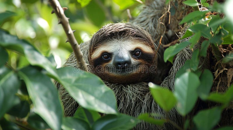 Beautiful Cute Sloth on a Branch. Stock Photo - Image of animal ...