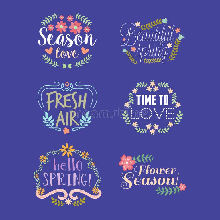 Beautiful and Cute Spring Emblem Stock Illustration - Illustration of ...