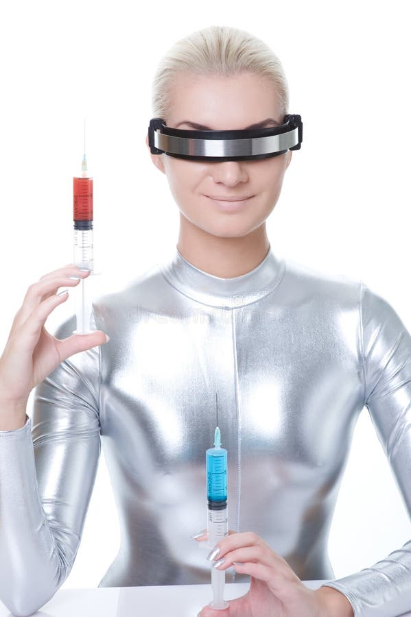 Beautiful cyber woman stock image. Image of holding, science - 12113629