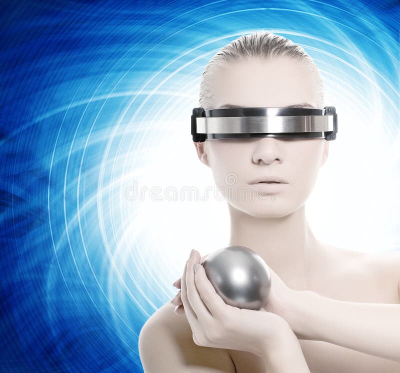 Beautiful cyber woman stock image. Image of person, reflection - 10464069