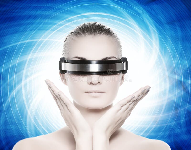Beautiful cyber woman stock image. Image of copyspace - 7863205