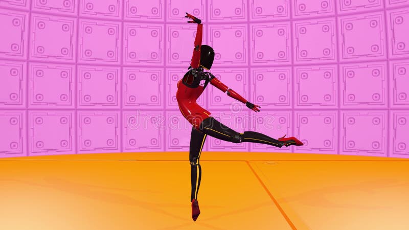 Beautiful Cyborg Girl Defiles on the Catwalk in Neon Light. Artificial ...