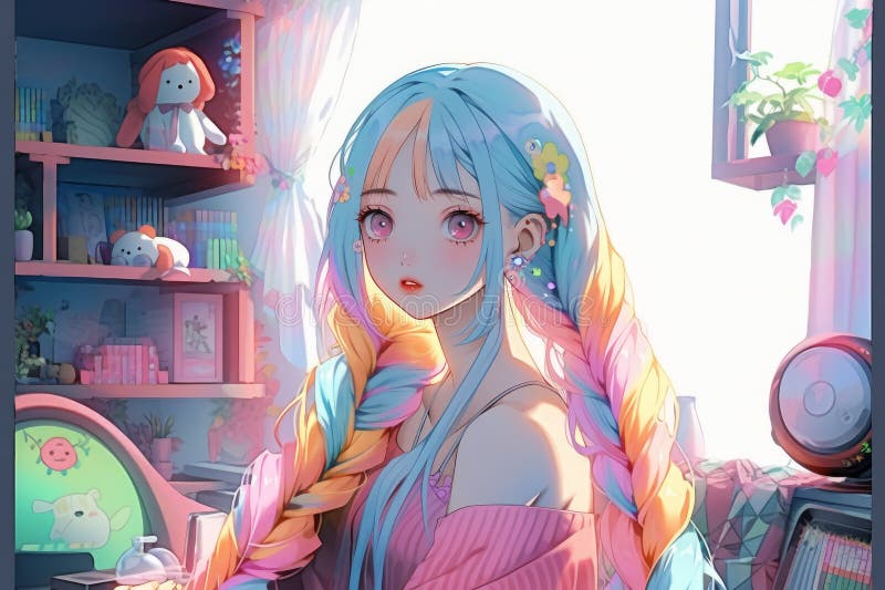 Beautiful 3D Anime-style Girl Theme Image Generative AI Stock ...