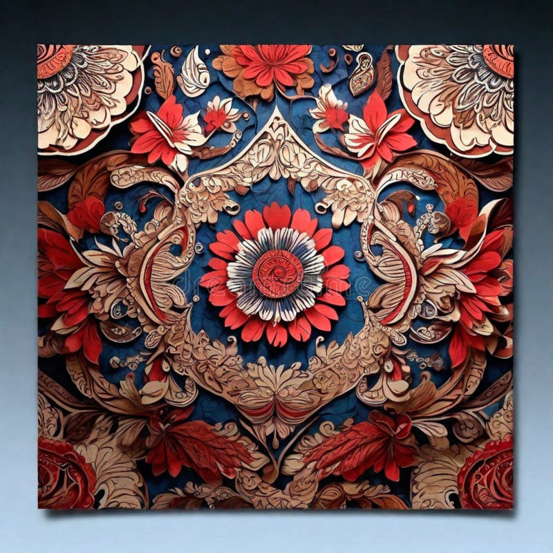 Beautiful 3D Batik Motif Design with Intricate Details Stock Photo ...